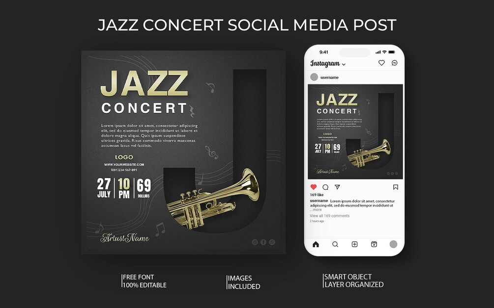 Jazz Social Media Post PSD template