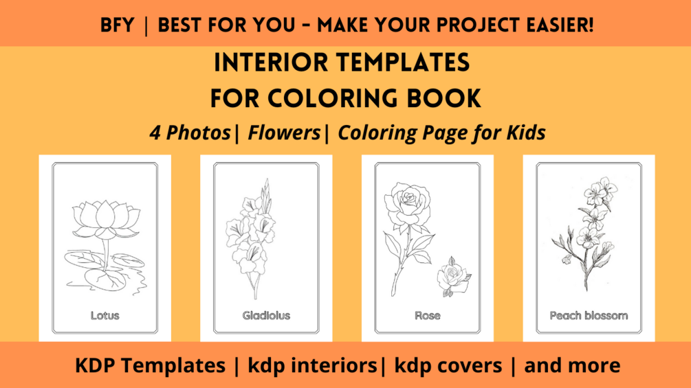 4 Photos| Flowers| Coloring Page for Kids (FREE)