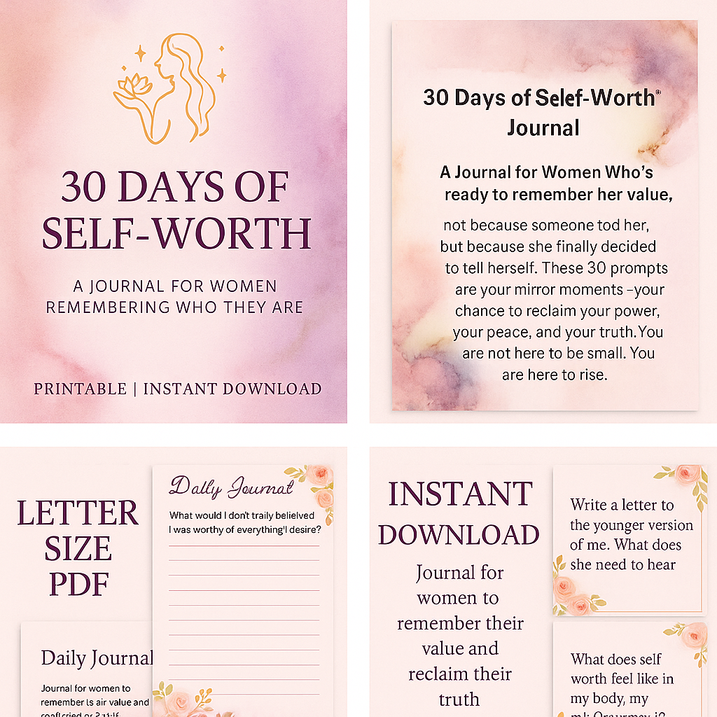 Self-Worth Reflection Bundle — Journal + Planner + Affirmations ...