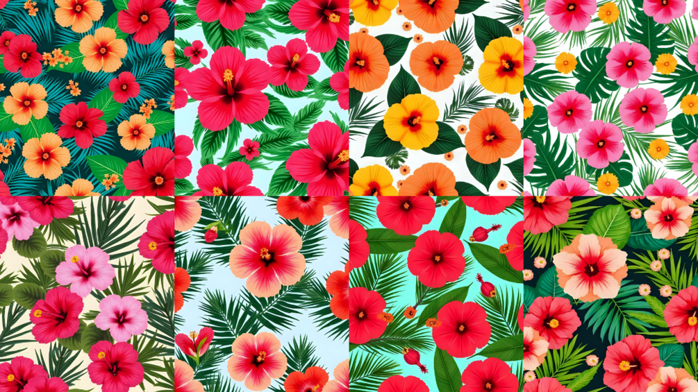 Hibiscus Seamless Pattern Pack – 20 Tropical Floral Tiles