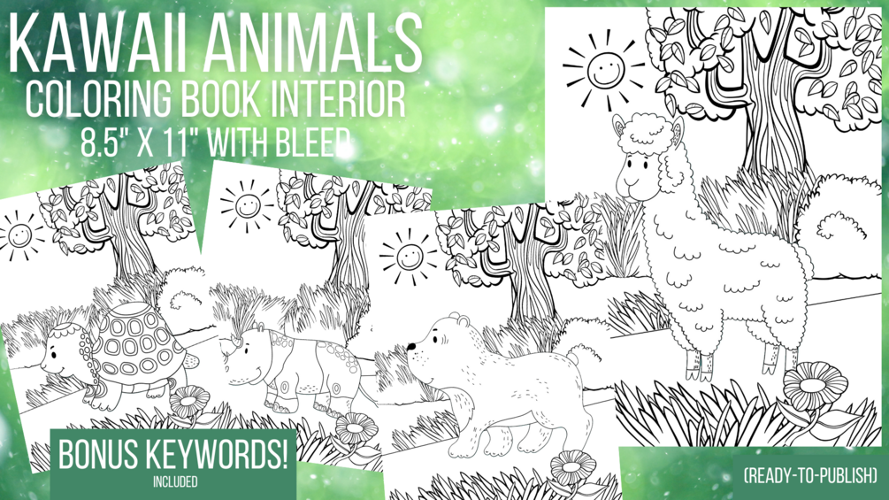 Kawaii Animals Coloring Book Interior for KDP - Ready-to-Publish - 8.5 ...