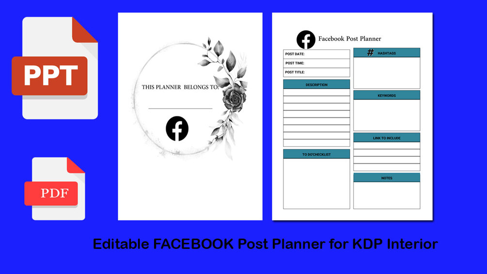 Editable Facebook Post Planner for KDP Interior, you will receive high ...