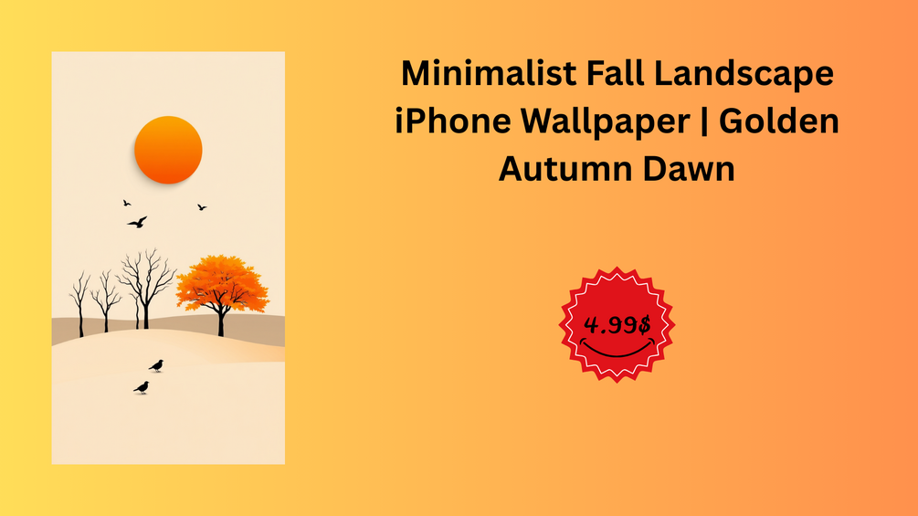 Minimalist Fall Landscape iPhone Wallpaper | Golden Autumn Dawn