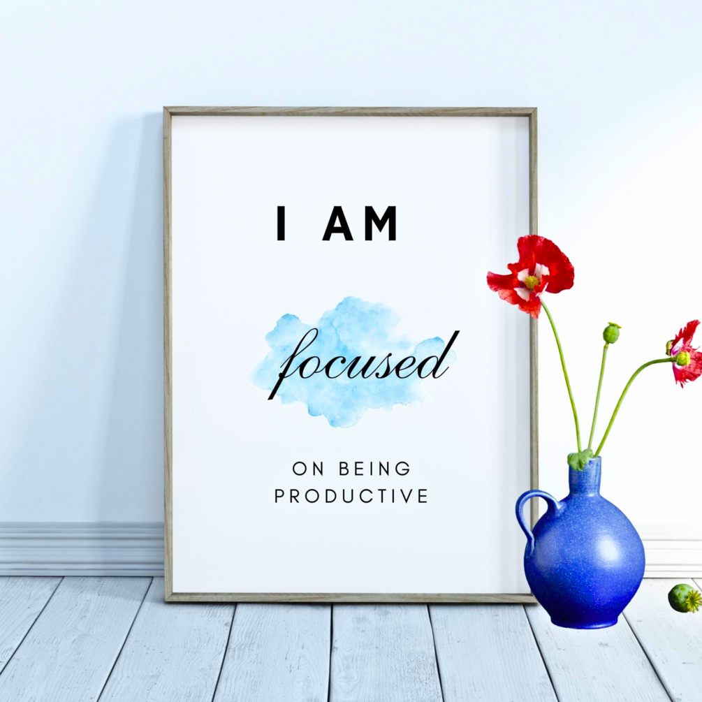 Motivational Wall Art Prints 'i am focused on being productive'' Home ...