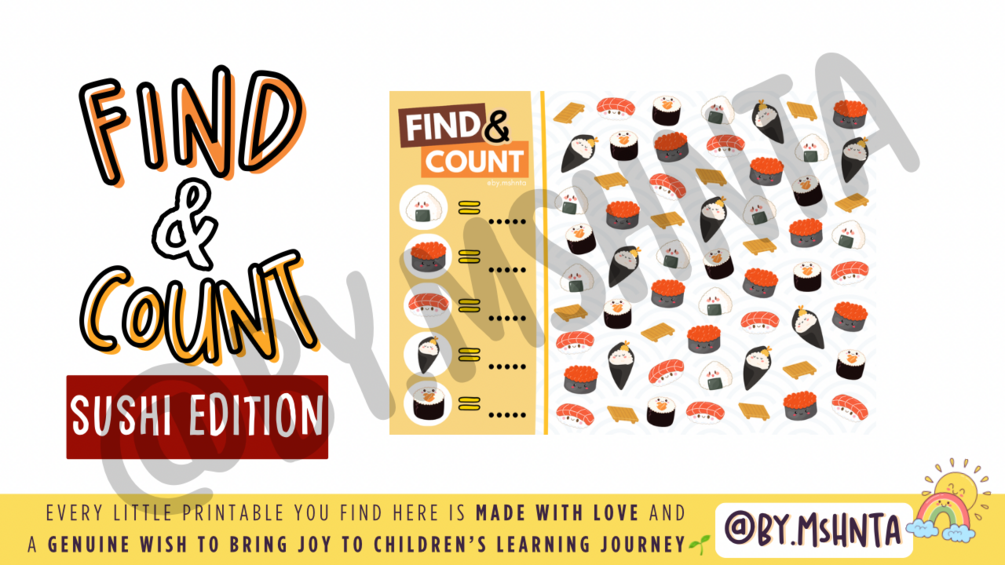 Find & Count Activity – Sushi Edition for Little Learners