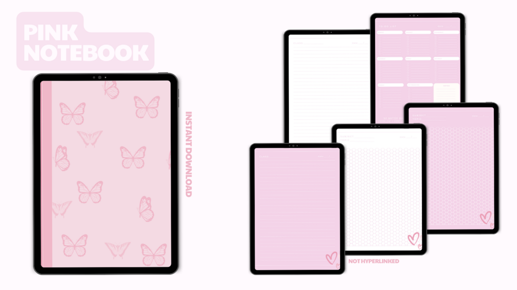 FREE! Digital cute pink notebook iPad