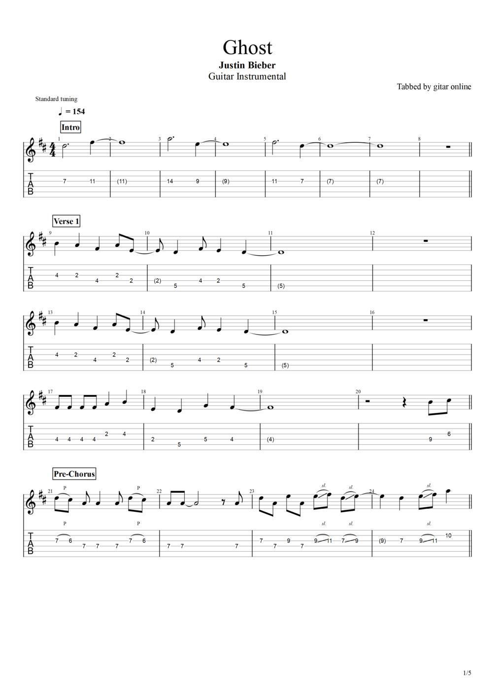 TAB. Ghost - JB (Guitar Instrumental)