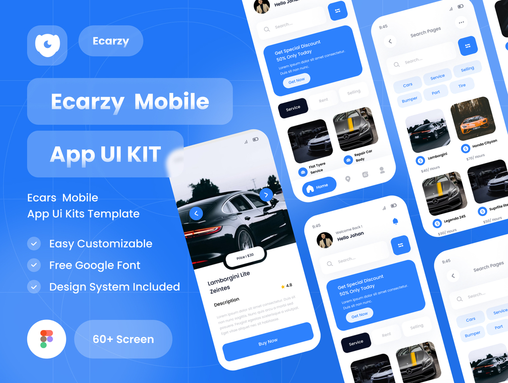 ecarzy mobile apps Ui Kits