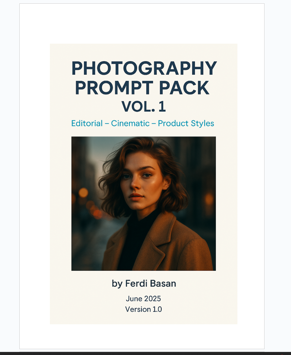 Photography Prompt Pack Vol. 1 – Editorial, Cinematic & Product Styles