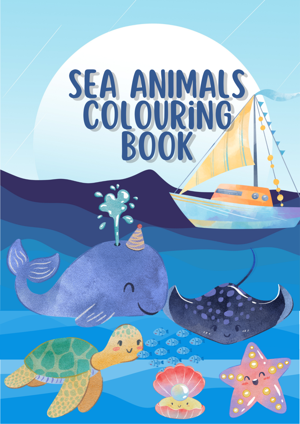 Printable colouring book (12 pages Sea Animals Edition) (digital product)