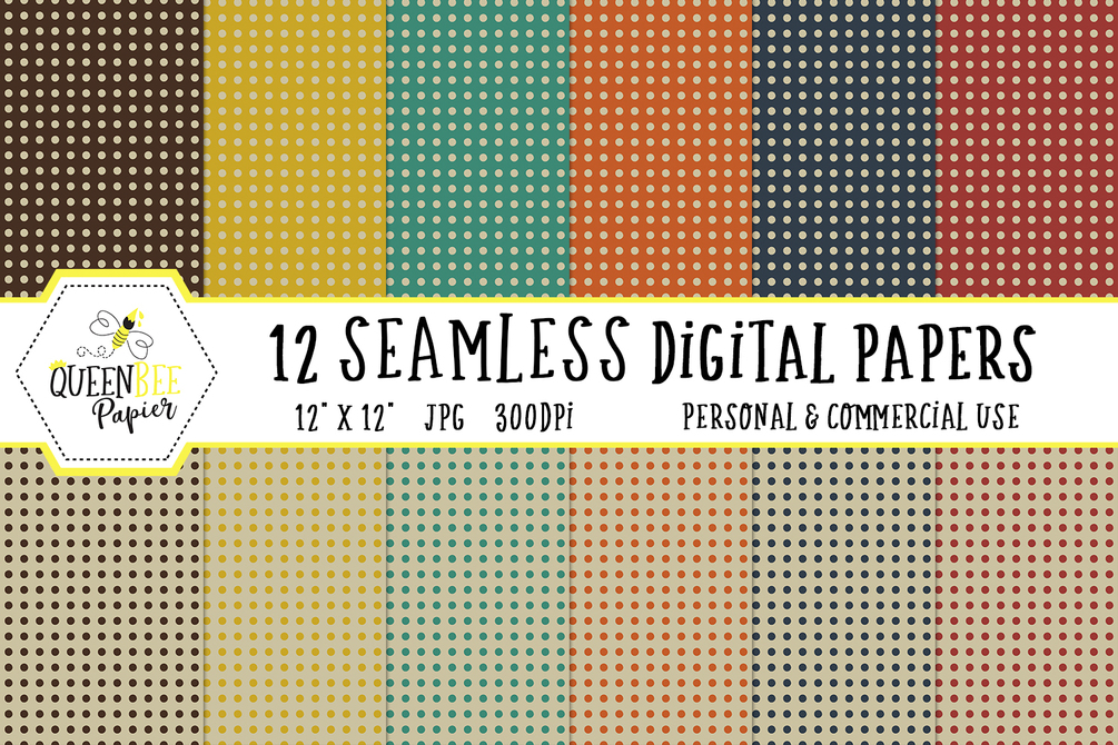 Polka Dots Seamless Digital Paper Pack - Retro