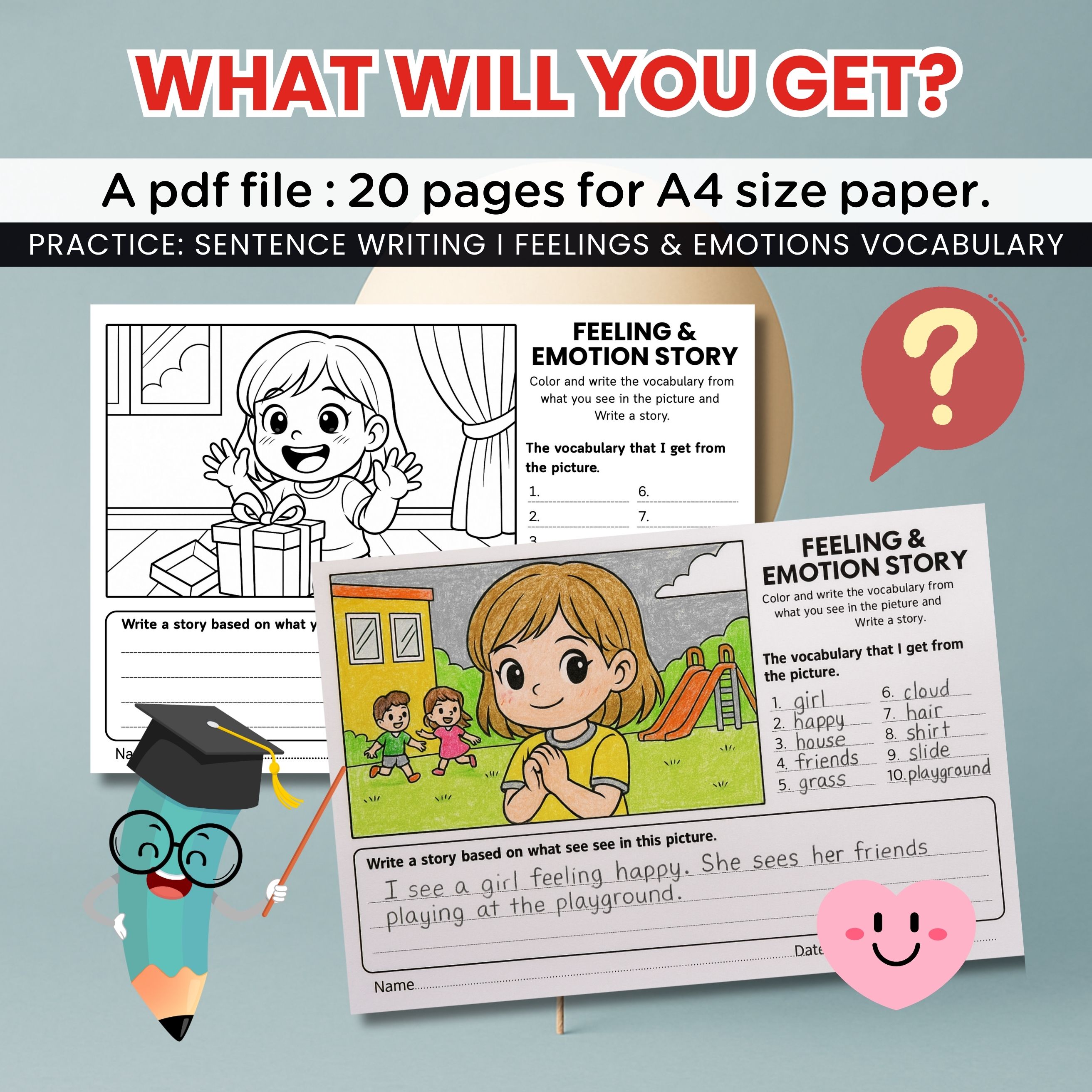 Feeling & Emotion Story Writing Prompt Worksheets for Grades 1-3 ...
