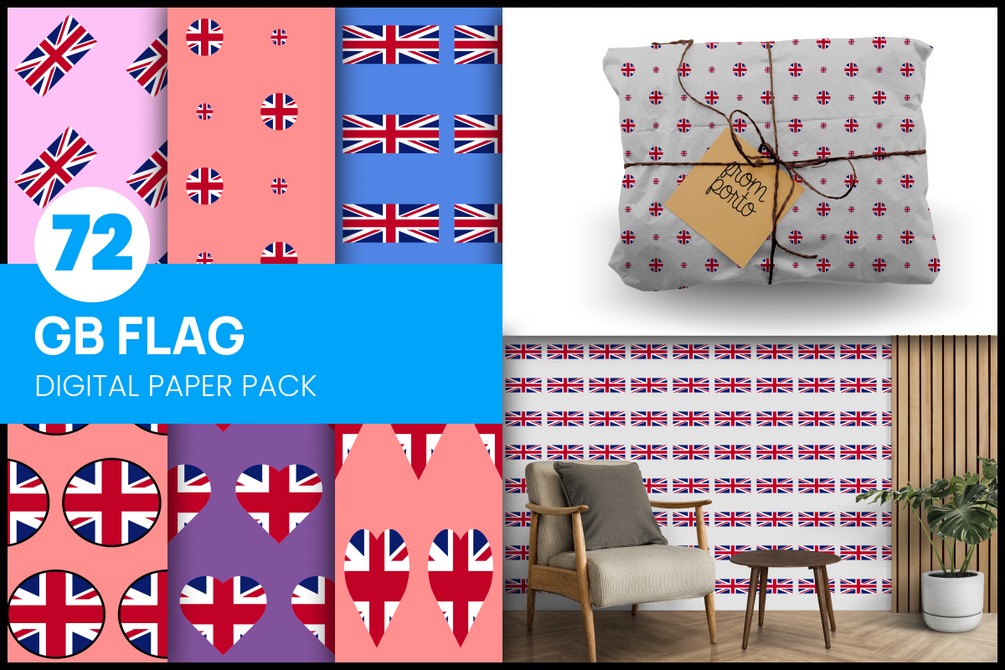 GB Flag Seamless Patterns