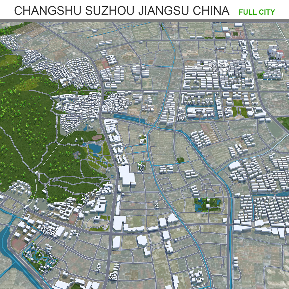 Changshu city Suzhou Jiangsu China 3d model 50km