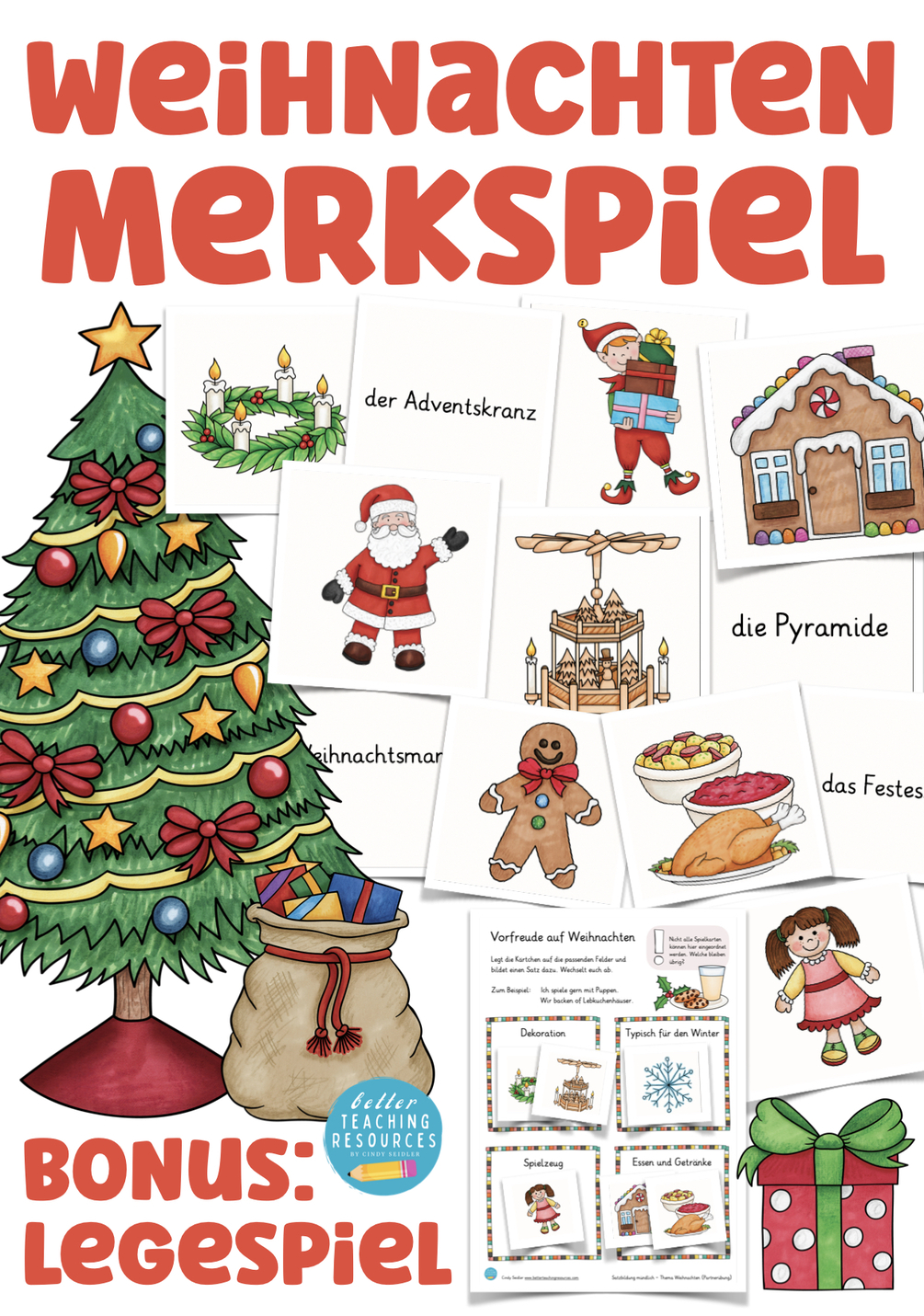 German Christmas vocabulary game Deutsch Weihnachten Spiel