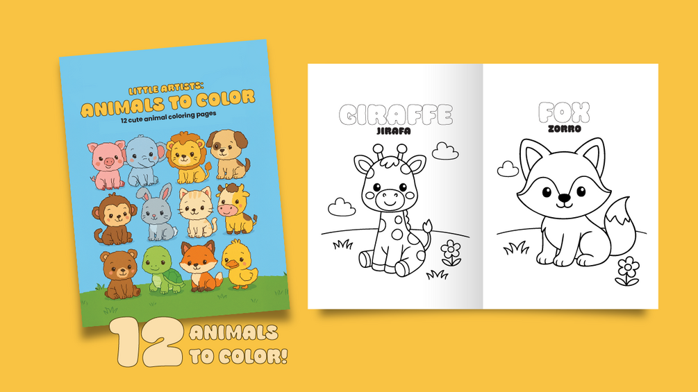 COLOR BOOK: LITTLE ARTISTS: 12 ANIMALS TO COLOR