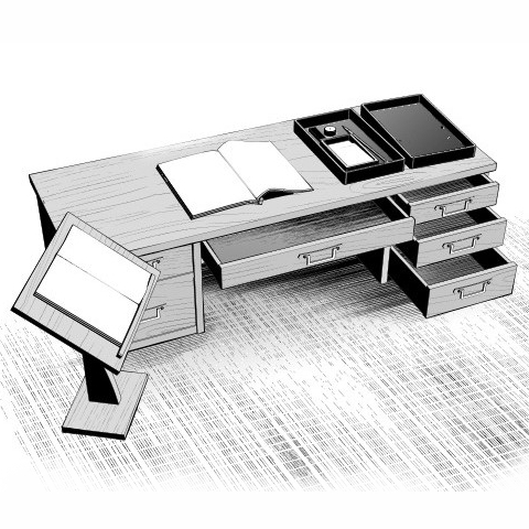3D Japanese Style Writing Desk