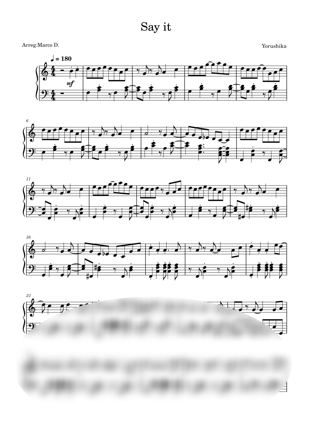 Say it | Yorushika SHEET + MIDI