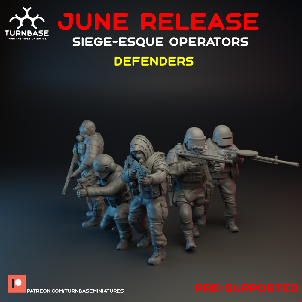 TurnBase Miniatures: Wargames- Siege-esque Operators (Defenders)