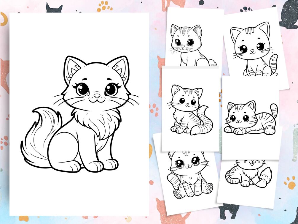 Cute Kitty Coloring Pages (75 Pages) | Purr-fect Fun: 75 Cute Kitty ...