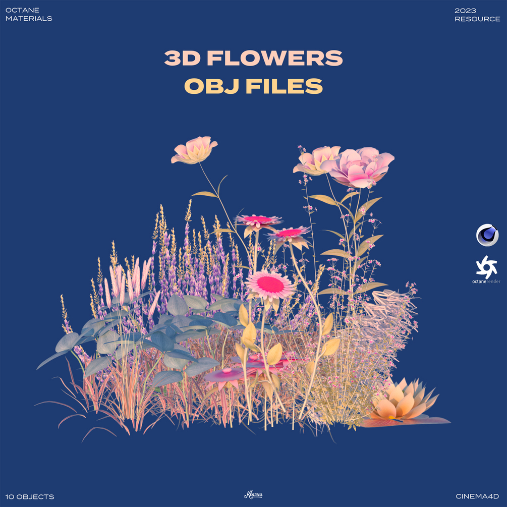 3D FLOWERS - CINEMA4D OBJ FILES