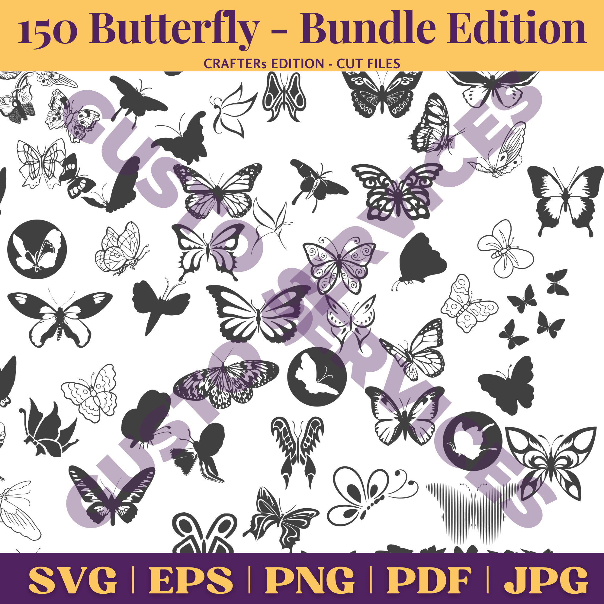 Butterflies SVG Bundle - Butterfly Clipart, Cut File, Silhouette Vector ...
