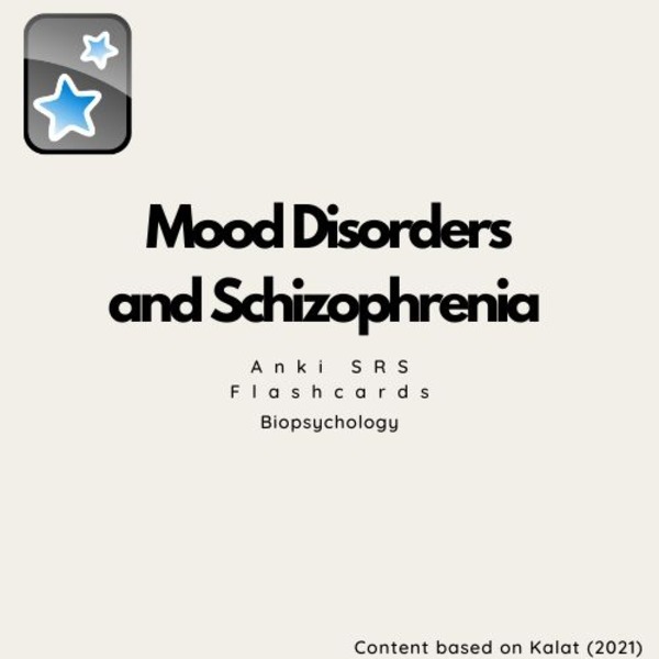 Mood Disorders and Schizophrenia Biopsychology Anki Flash Card Pack