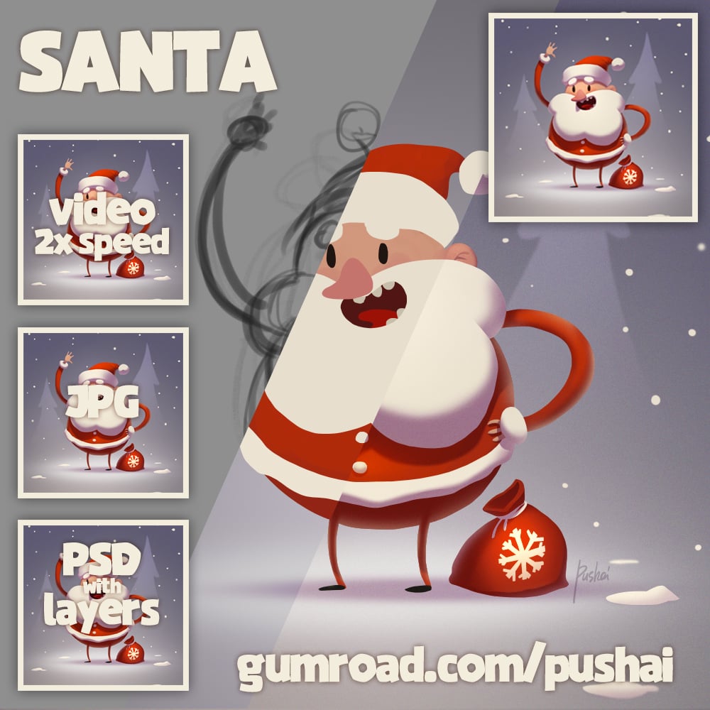 Video process creation of illustration Santa