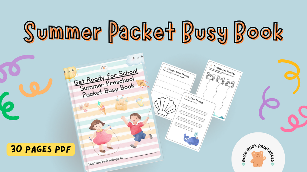Summer Preschool Packet Busy Book for Kids 3 to 5 years - 30 pages