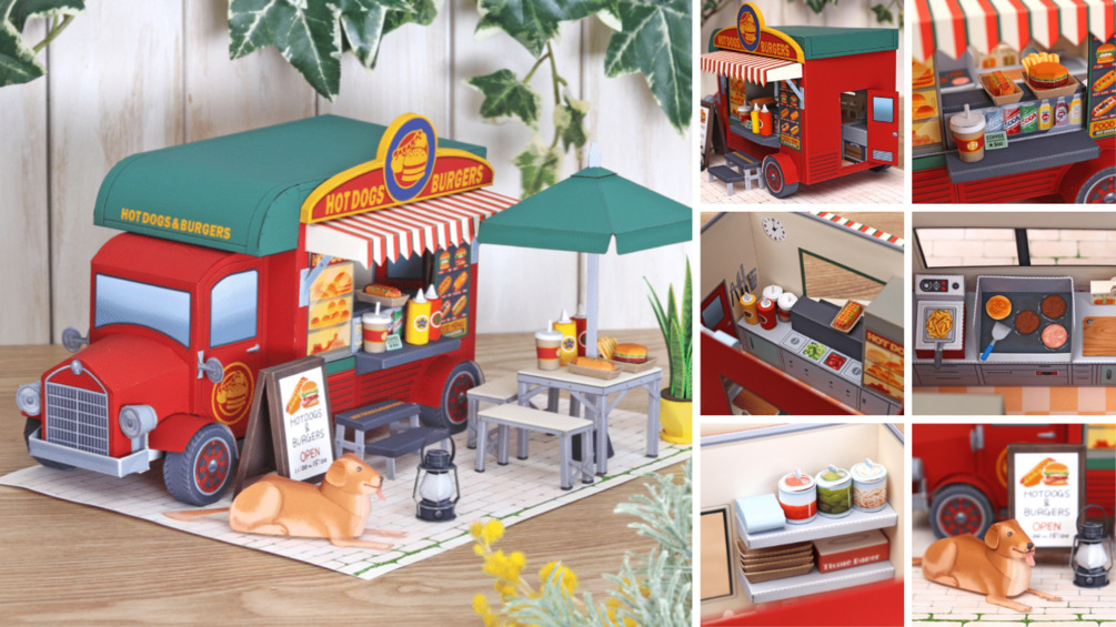 Papercraft Mobile Hot Dogs & Burgers Van