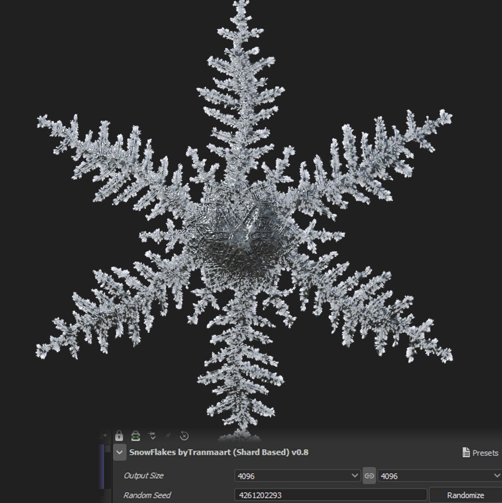 Snowflake PBR Texture Generator v0.8 (Shard Based) { Generators by Tranmaart
