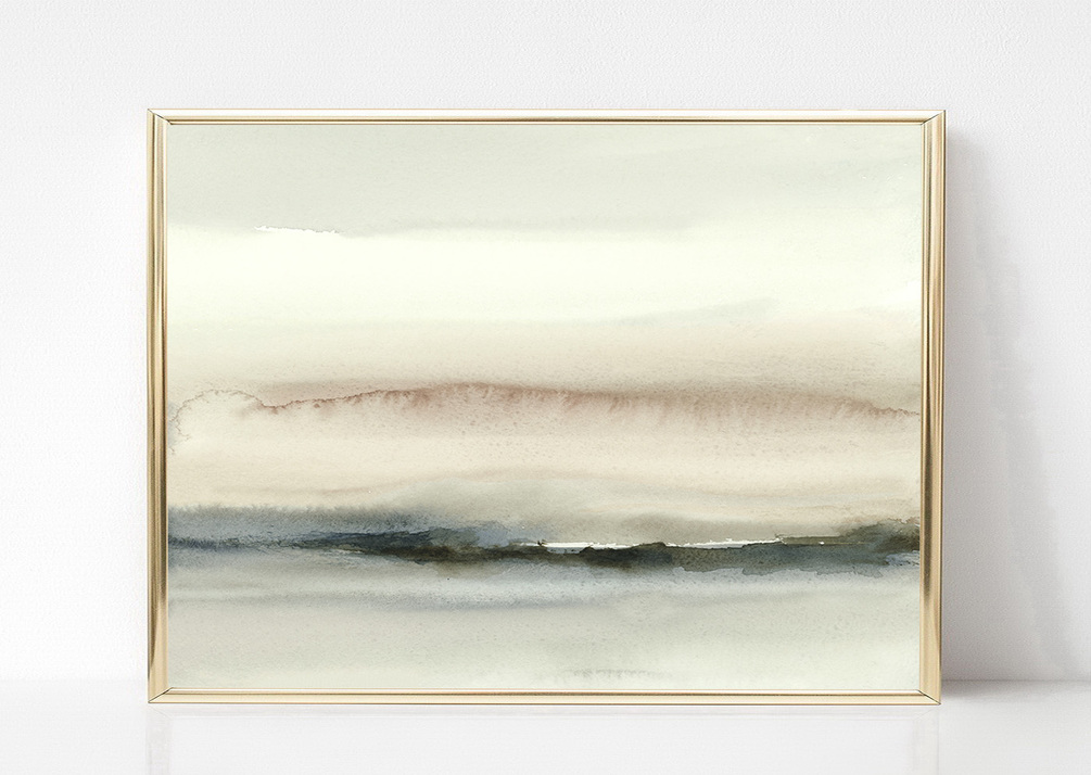 Abstract Landscape Neutral Gray Brown, Printable Download Wall Art 1