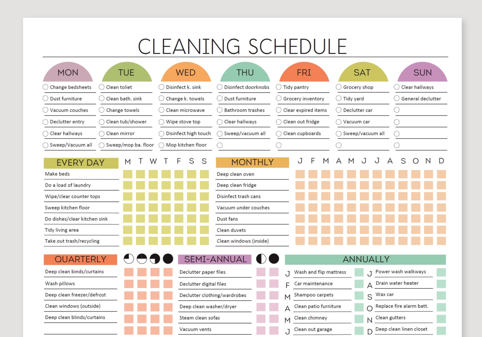 Household Chores Chart, EDITABLE Cleaning Planner PDF, Cleaning Checklist