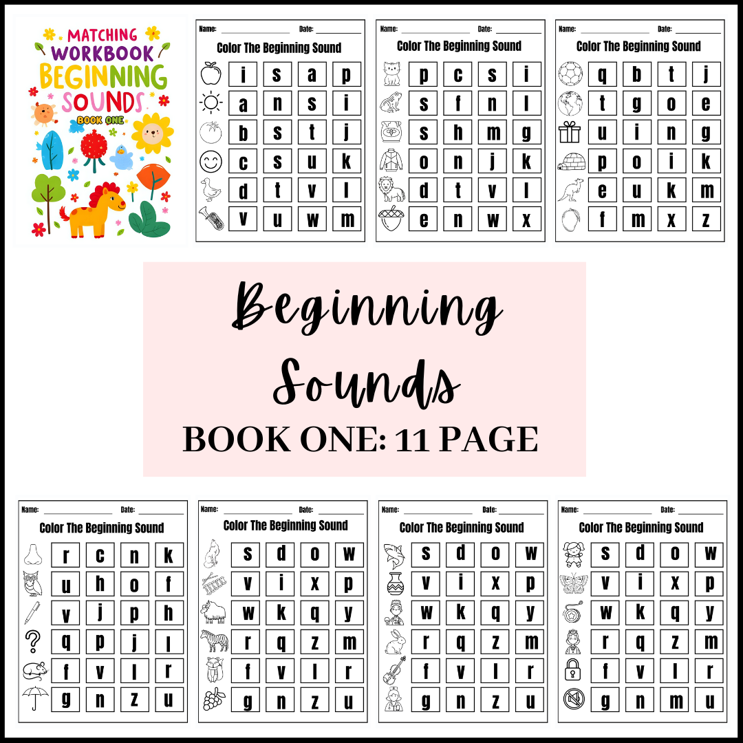 Matching Sounds Activity Worksheets | Beginning & Ending Sounds ...