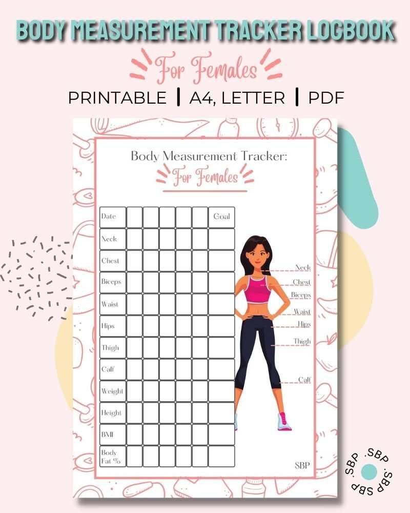 Body measurement tracker logbook for females