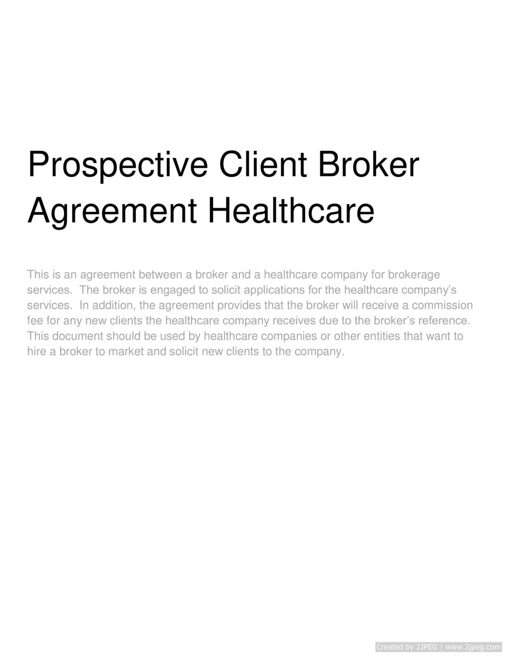 Prospective Client Broker Agreement Healthcare
