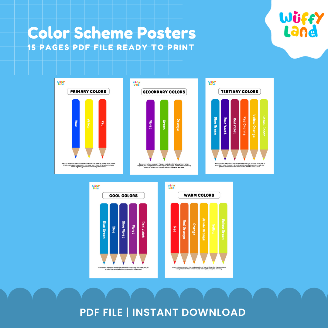 Color Scheme Posters for Kids – 15 Printable Pages of Color Theory Learning