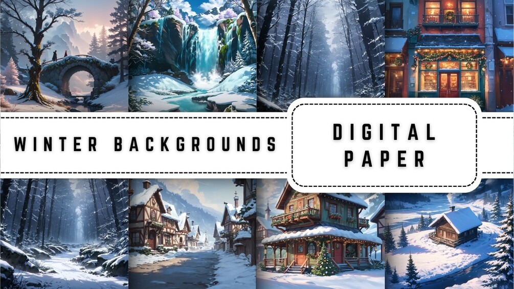 Winter Digital Paper Backgrounds