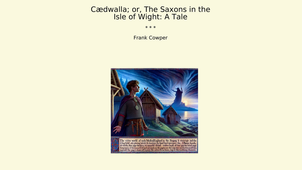 Cædwalla; or, The Saxons in the Isle of Wight: A Tale