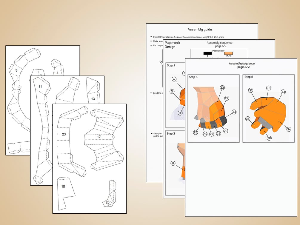 Kitten cat papercraft PDF template