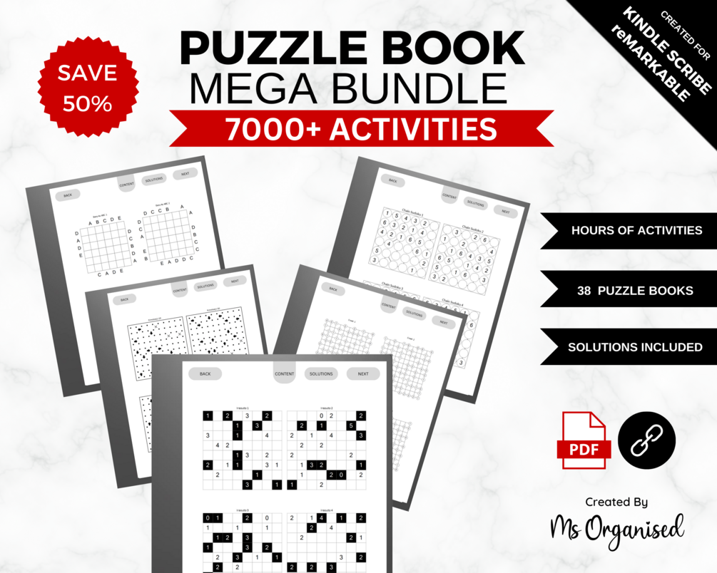 reMarkable 2 & Kindle Scribe Templates - Puzzle Activity Book MEGA ...