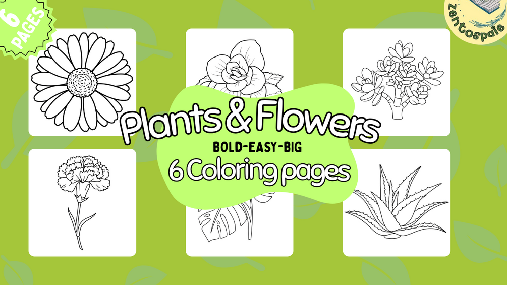 Plants & Flowers: Printable Nature-Themed Coloring Pages for Relaxation