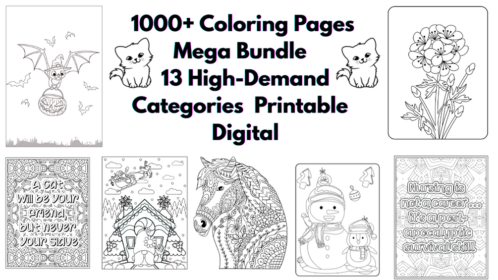 1000+ Coloring Pages Mega Bundle – 13 High-Demand Categories ...