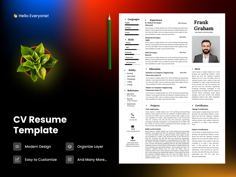 Resume / CV Template - Frank Graham