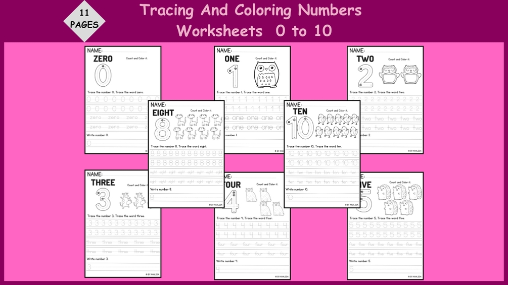 Kindergarten Math Number - coloring Tracing Writing Activity Worksheets ...