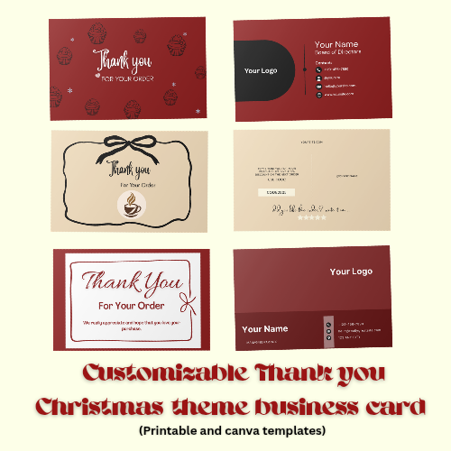 Editable Christmas Thank You Card | Holiday Business Card Template ...