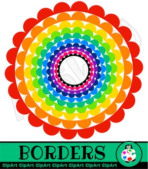 Round Scallop Borders - Commercial Use Clip Art Set