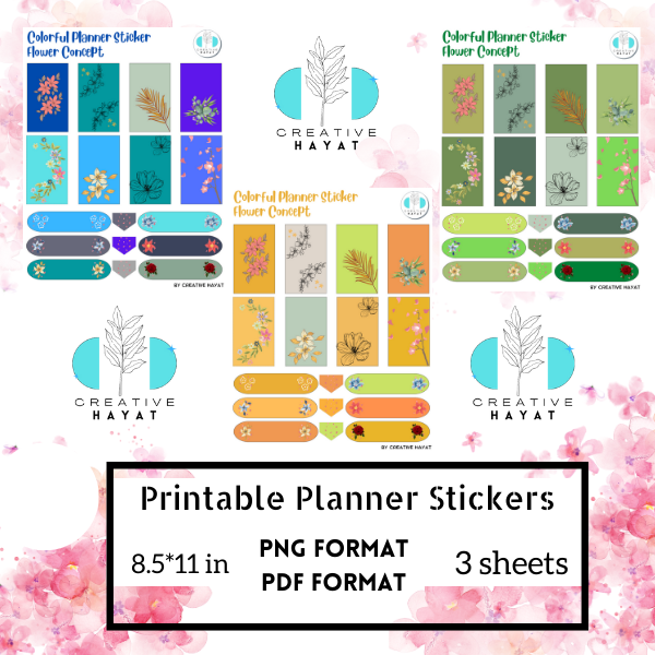 Printable Planner Stickers Flower concept 2