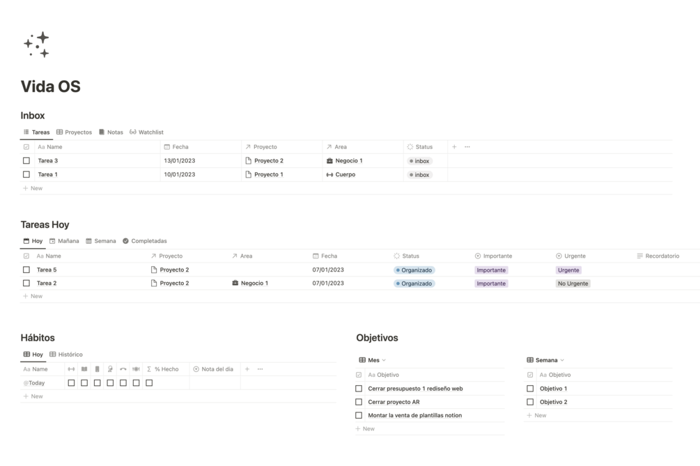 Vida OS - Notion Template