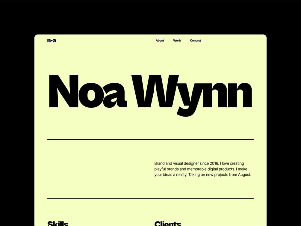 Noa Portfolio · Framer Template [FREE]